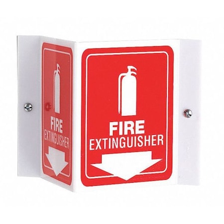 Accuform Fire Extinguisher Sign, 6" Height, 8-1/2" Width, Plastic, V ...