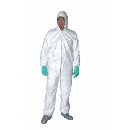 Lab Safety Supply Hooded Disposable Coverall, 3XL, 25 , White, Tyvek(R ...