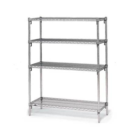 Metro Slanted Wire Shelf, 18"D x 48"W x 1/4"H, Chrome 1848DNC-1PK | Zoro