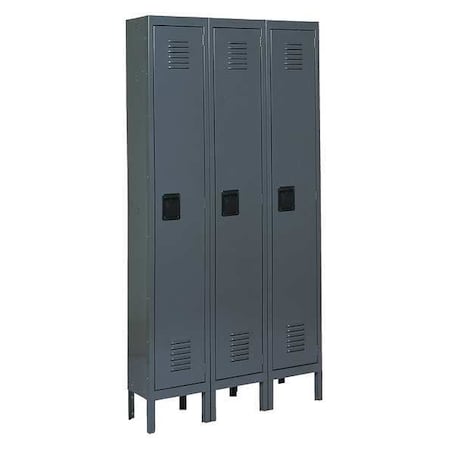 Edsal Wardrobe Locker, 36" W, 18" D, 78" H, (3) Wide, (3) Openings ...
