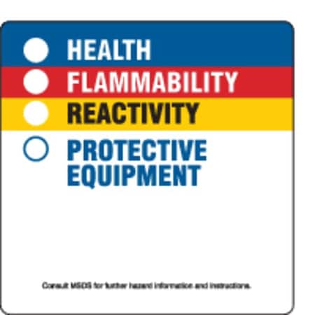 Brady Label, Health, Flammability, Reactivity, Protective Equipment ...