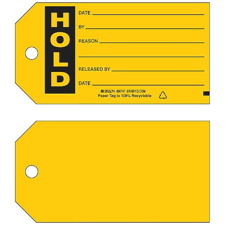 Brady Tag, Inspection, Paper, 3 in H x 5 3/4 in W, Black on Yellow ...