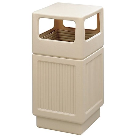 Safco 38 gal. Square Trash Can, Tan, None, HDPE 9476TN | Zoro