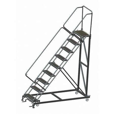 Ballymore 123" H Steel Stairway Slope Rolling Ladder, 9 Steps, 800 lb ...