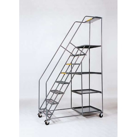 Ballymore 113" H Steel Stock Picking Rolling Ladder, 8 Steps, 450 lb ...