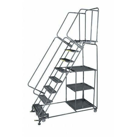 Ballymore 113" H Steel Stock Picking Rolling Ladder, 8 Steps, 450 lb ...