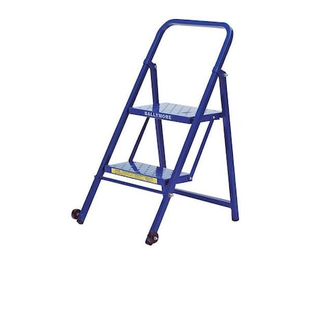 Ballymore 36 in H Steel Folding Rolling Ladder, 2 Steps, 300 lb Load ...