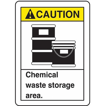 Accuform Caution, Chemical Waste Storage Area., 10" W x 14" H ...