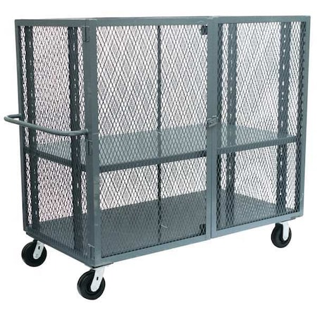 Jamco Dual-Latch Welded Mesh Security Cart with Fixed Shelves, 3,000 lb ...