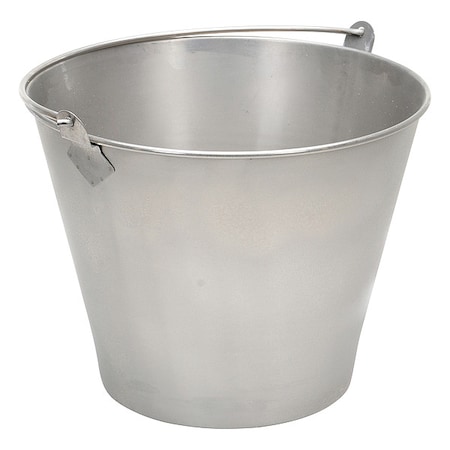 Zoro Select 3.3 gal Round Tapered Bucket, Silver, 304 Stainless steel ...