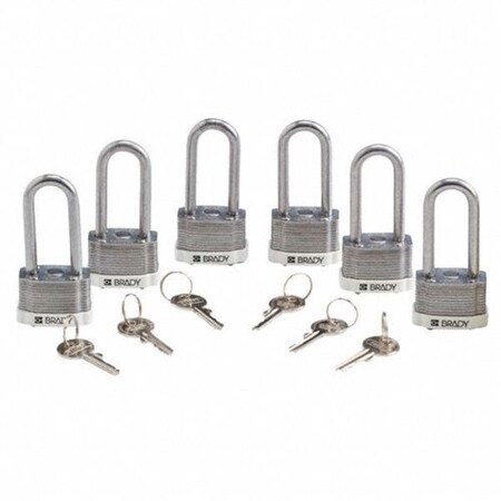 Brady Keyed Padlock, Extended, Rectangular Steel Body, Hardened Steel ...