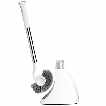 Simplehuman Toilet Brush with Caddy, Stiff, 13 in L Handle, 1 1/2 in L ...