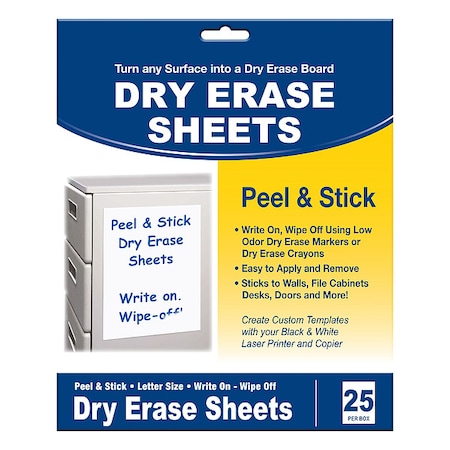 C-Line Products 11"x 8-1/2" Self-Sticking Dry Erase Sheet, Plastic ...
