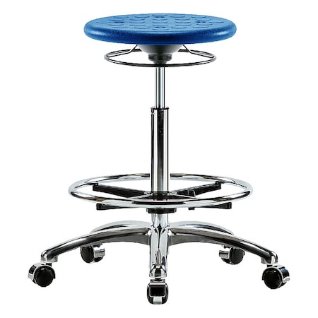 Zoro Select Cleanroom Stool, Polyurethane, Blue, 23 1/2 in to 33 1/2 in ...