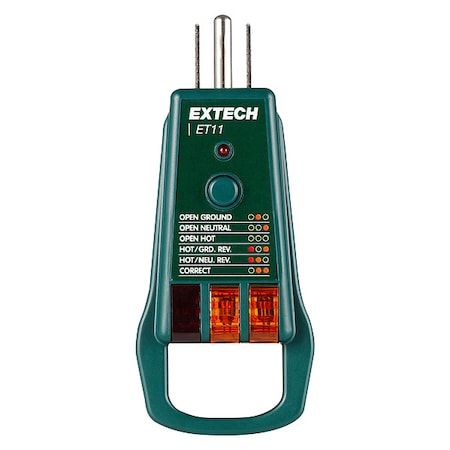 Extech Receptacle Tester, 5-15P NEMA Plug ET11 | Zoro