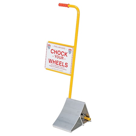 Vestil Aluminum Wheel Chock With Handle & Sign EALUM-7-HS | Zoro