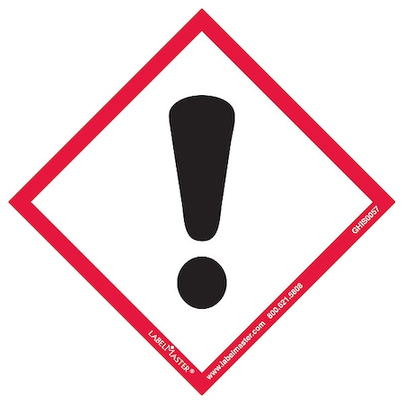 Labelmaster GHS Exclamation Mark Label, 4inx4in, 50 GHIS0057 | Zoro
