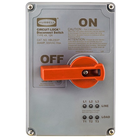 Hubbell Disconnect Switches, Replacement Coverwith LED Phase Indication ...