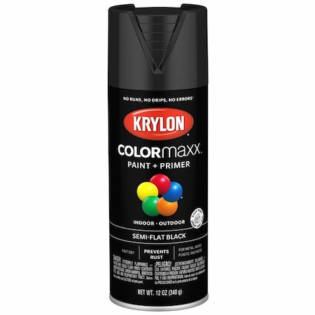 Colormaxx Spray Paint, Semi-Flat, Black, 12 oz K05578007 | Zoro