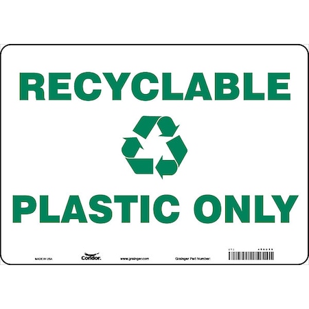 Condor Recyclable Plastic Only, 14 in W x 10 in H, Horizontal Rectangle ...