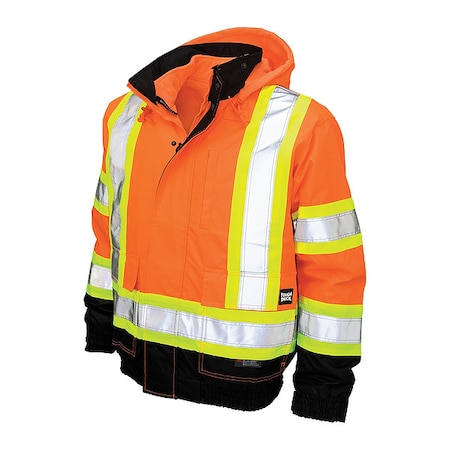 Tough Duck Hi-Vis 3-in-1 Safety Bomber Jacket, 300D Poly Oxford with PU ...