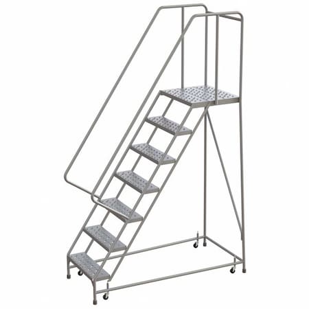 Ballymore 8.5 ft H Aluminum Rolling Ladder, 7 Steps, 350 lb Load ...