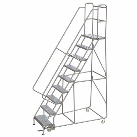Ballymore 10.2 ft H Aluminum Rolling Ladder, 9 Steps, 350 lb Load ...