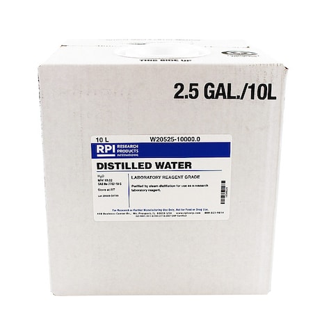 Rpi Distilled Water, Lab Reagent Grade, 10L W20525-10000.0 | Zoro