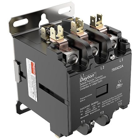 Dayton Definite Purpose Magnetic Contactor, 24V AC, 3 P, Non-Reversing ...
