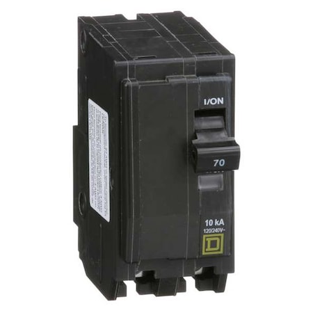 SQUARE D 70A, 2 pole Miniature Circuit Breaker, QO, 120/240V AC, - QO270