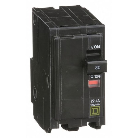 SQUARE D 30A, 2 pole Miniature Circuit Breaker, QO, 120/240V AC, - QO230VH