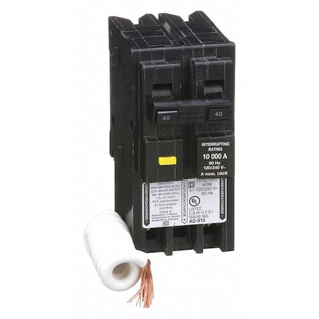 SQUARE D 40A, 2 pole Miniature Circuit Breaker, HOMELINE, 240V AC ...