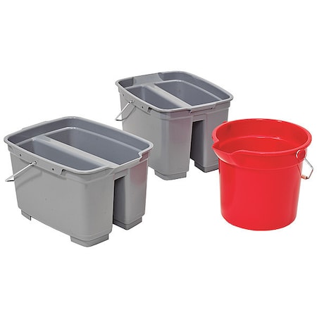 Tough Guy 3 1/2 gal Round Bucket, 11-1/4 in H, 11 1/2 in Dia, Red ...