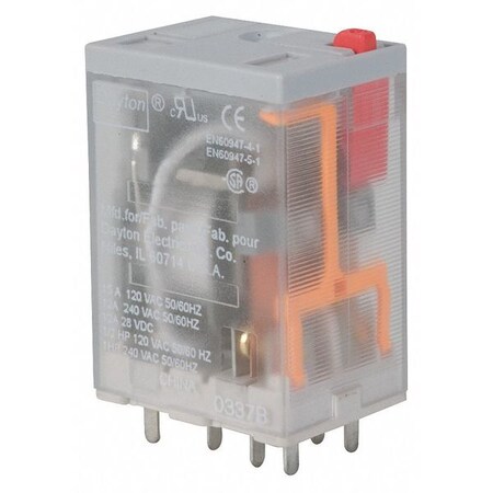 Dayton Plug-In Relay, 12VDC Coil Volts, Square, 8 Pin, DPDT 1EZ88 | Zoro
