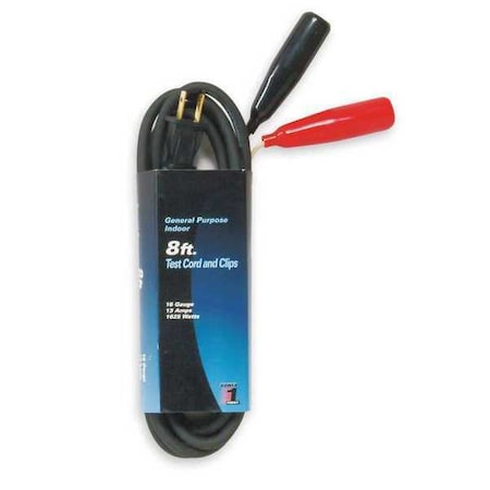 Power First SJ Test Cord and Clip, 16 AWG, 16/2, Black, Rubber, NEMA 1 ...
