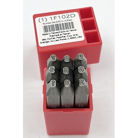 Zoro Select Number Set, 3/32 In. H, Steel 1F102 | Zoro