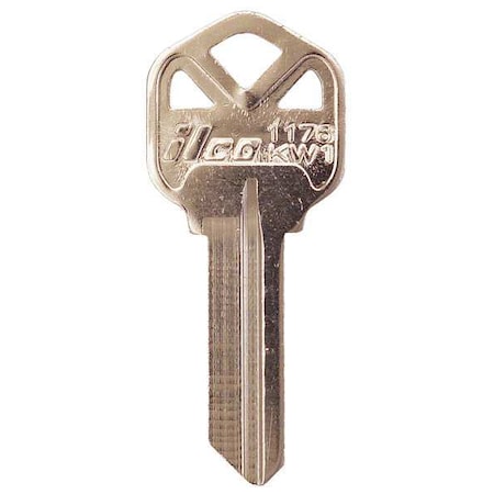 Kaba Ilco Key Blank, Brass, Type KW1, PK10 1176-KW1 | Zoro