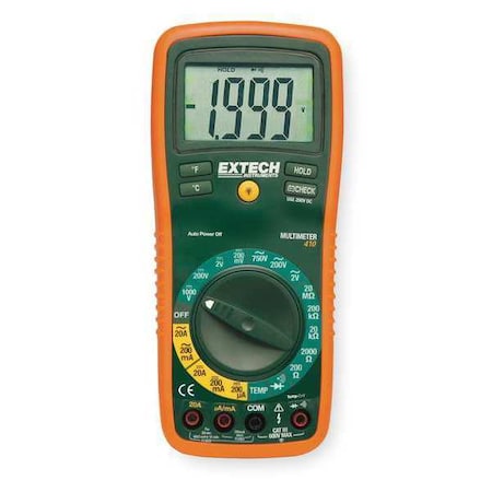 Extech Digital Multimeter, 750 Max. AC Volts, 1,000 Max. DC Volts, 20 ...