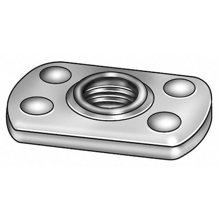 Zoro Select Tab Weld Nut, #10-24, Steel, 7/16 in Wd, 5/8 in Lg, 1/32 in ...