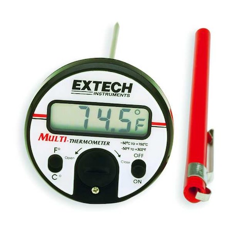 Extech 5" Stem Digital Pocket Thermometer, -58 Degrees to 302 Degrees F ...