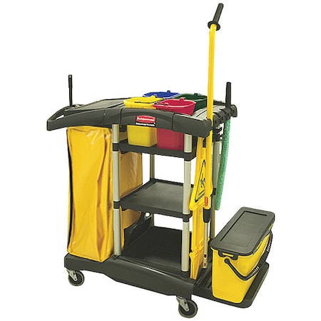 Rubbermaid Commercial Microfiber Janitor Cart, Black, Plstc/Alum ...