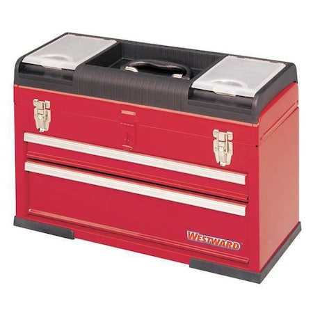 Westward WESTWARD Tool Box, Steel, Red, 20-1/2 in W x 8-1/2 in D x 14 ...