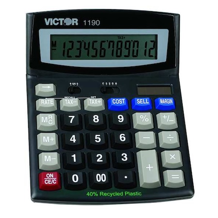 Victor Technology Finance Portable Calculator, LCD, 12 Digit 1190 | Zoro