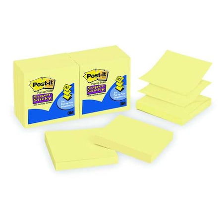 Post-It Pop-up Super Sticky Notes, 3x3 In, YW, PK12 R330-12SSCY | Zoro