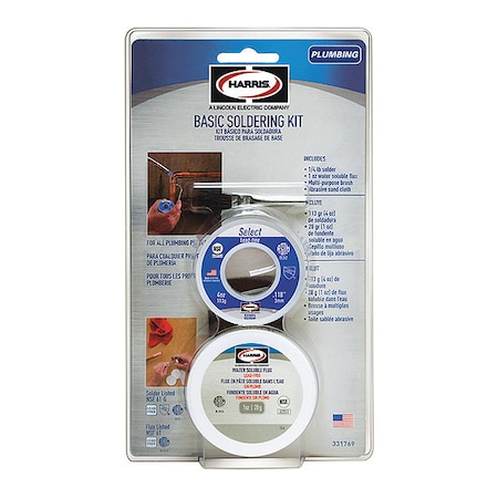 Harris Solder Kit, w/Flux, Brush and Sand Cloth 331769 | Zoro