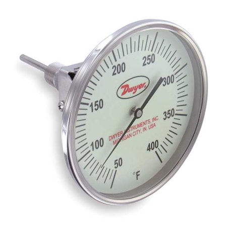 Dwyer Instruments Glow-in-the-dark bimetal thermometer, range 50 to 400 ...