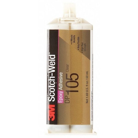 3M Epoxy Adhesive, DP105 Series, Cartridge, 1:1 Mix Ratio, 20 min ...
