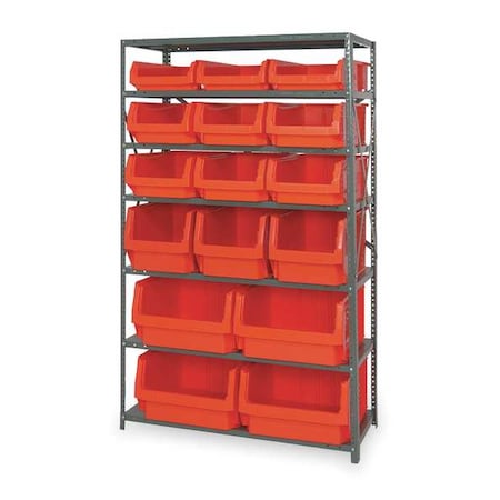 Quantum Storage Systems Steel Bin Shelving, 42 in W x 75 in H x 18 in D ...