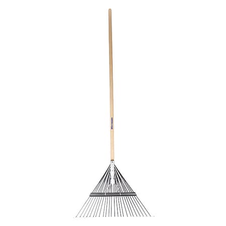 Westward 23-1/2 in Steel Spring Brace Lawn Rake, 24 Tines, 54 in L Wood ...