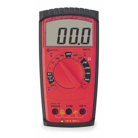 Amprobe Digital Multimeter, 600 Max. AC Volts, 600 Max. DC Volts, 200mA ...